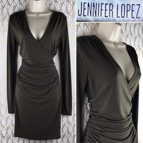 Jennifer Lopez | Dresses | Sexy Dark Choco Brown Long Sleeve Crossover ...